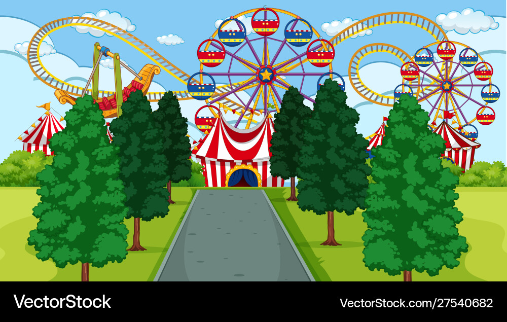 Amusement outdoor park scene Royalty Free Vector Image