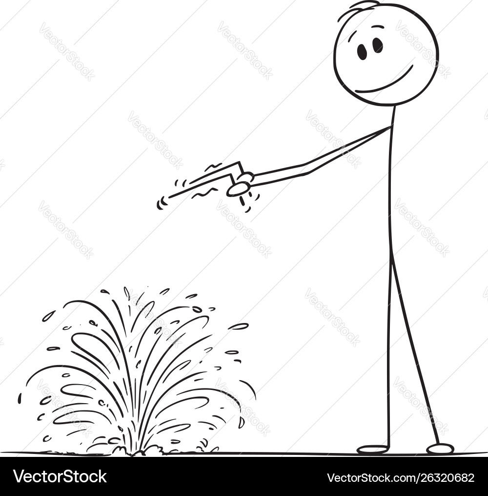 Cartoon dowser or diviner searching for water Vector Image