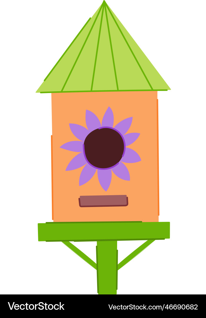 Cute bird house cartoon Royalty Free Vector Image