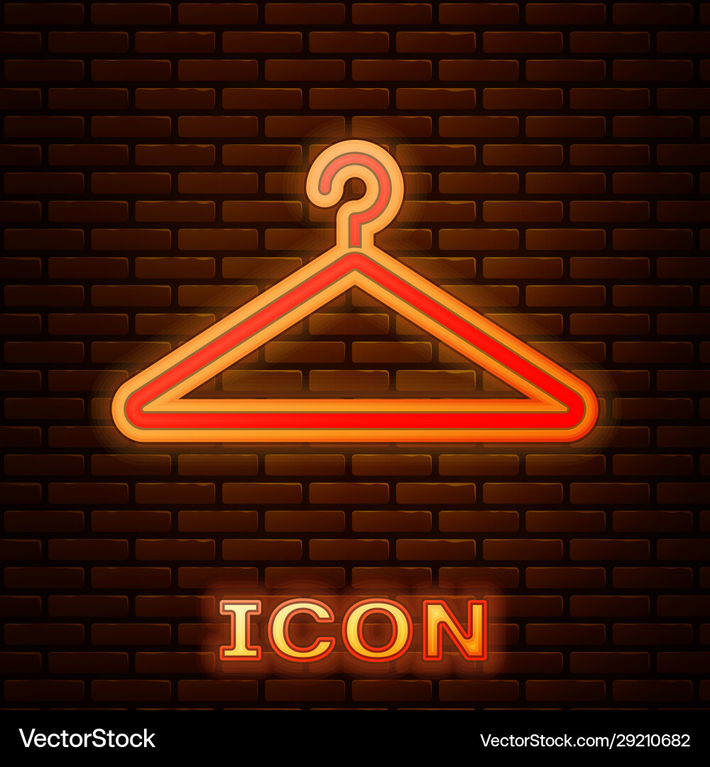 Glowing neon hanger wardrobe icon isolated Vector Image