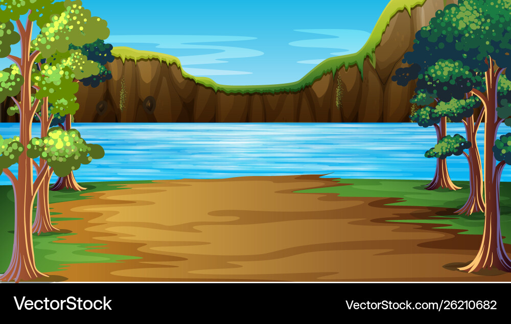 Outdoor lake nature scene Royalty Free Vector Image