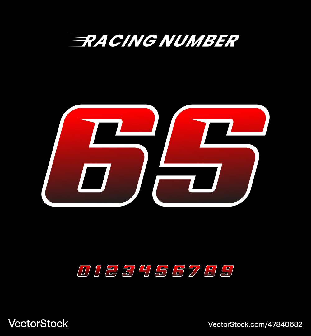 Racing number 65 design template Royalty Free Vector Image