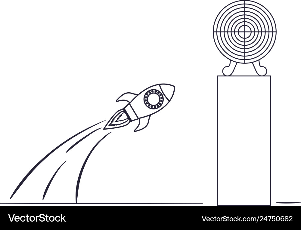 Rocket with target shooting isolated icon Vector Image