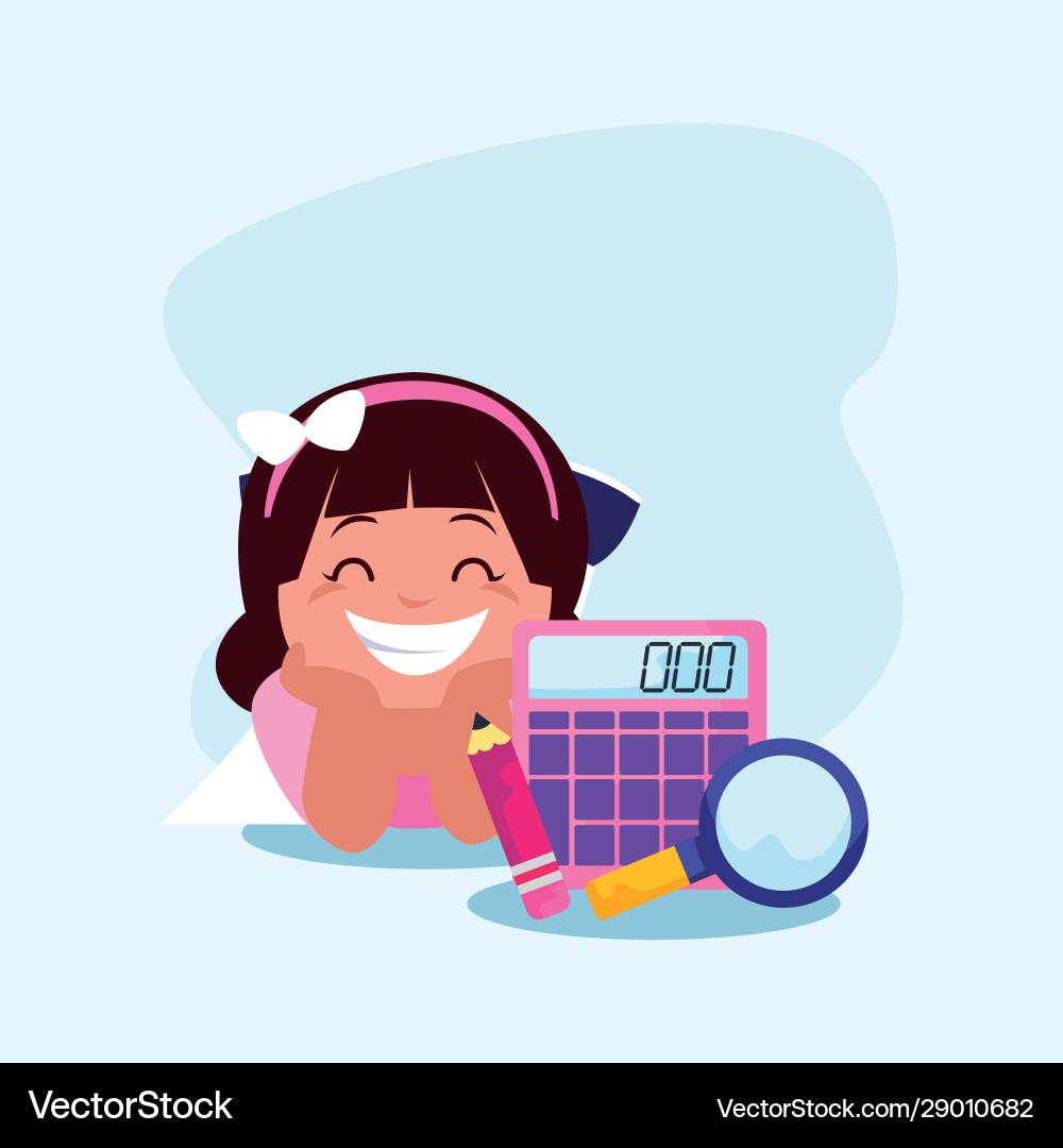 School girl kid with calculator design Royalty Free Vector
