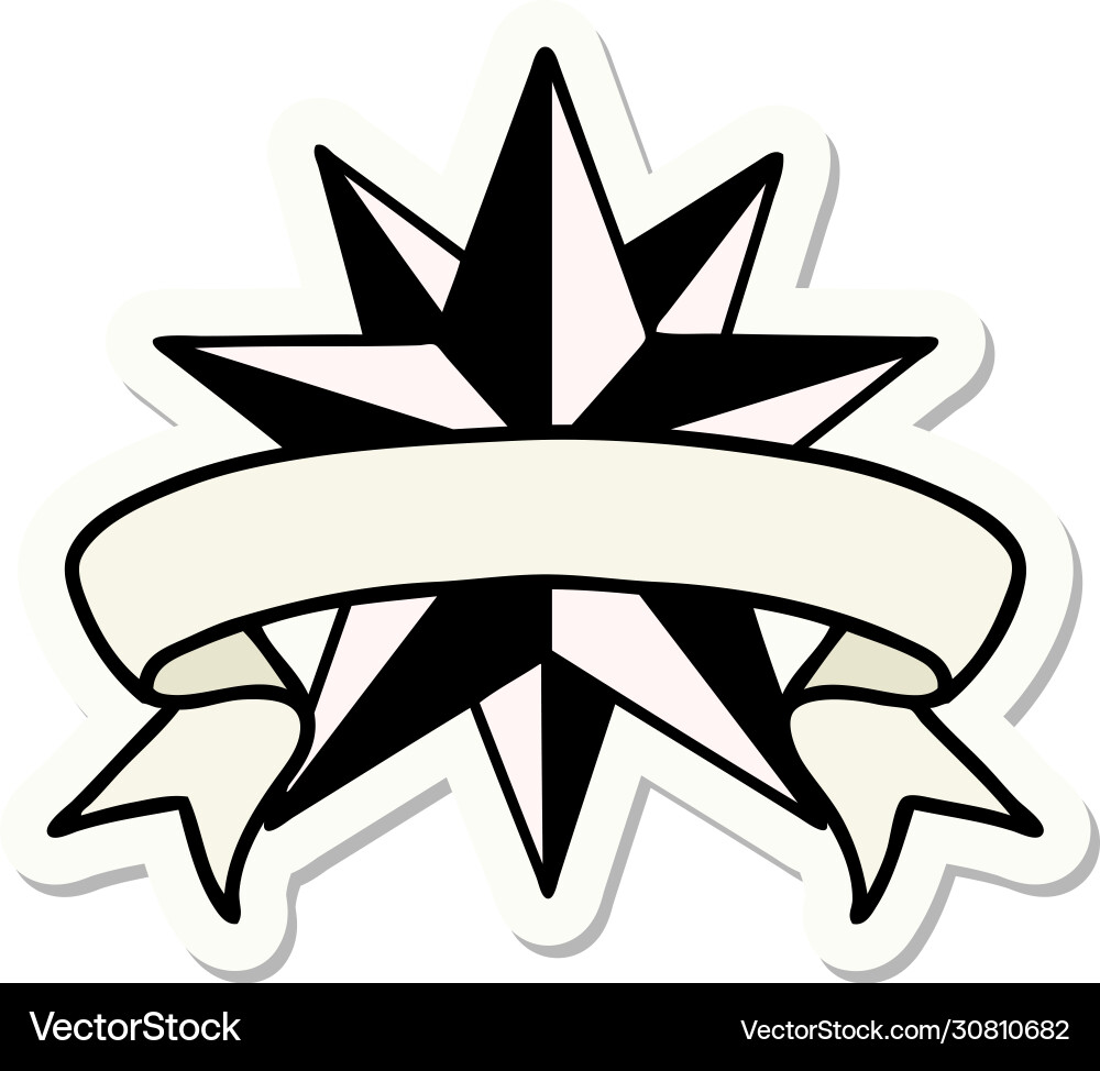 Tattoo sticker with banner a star Royalty Free Vector Image