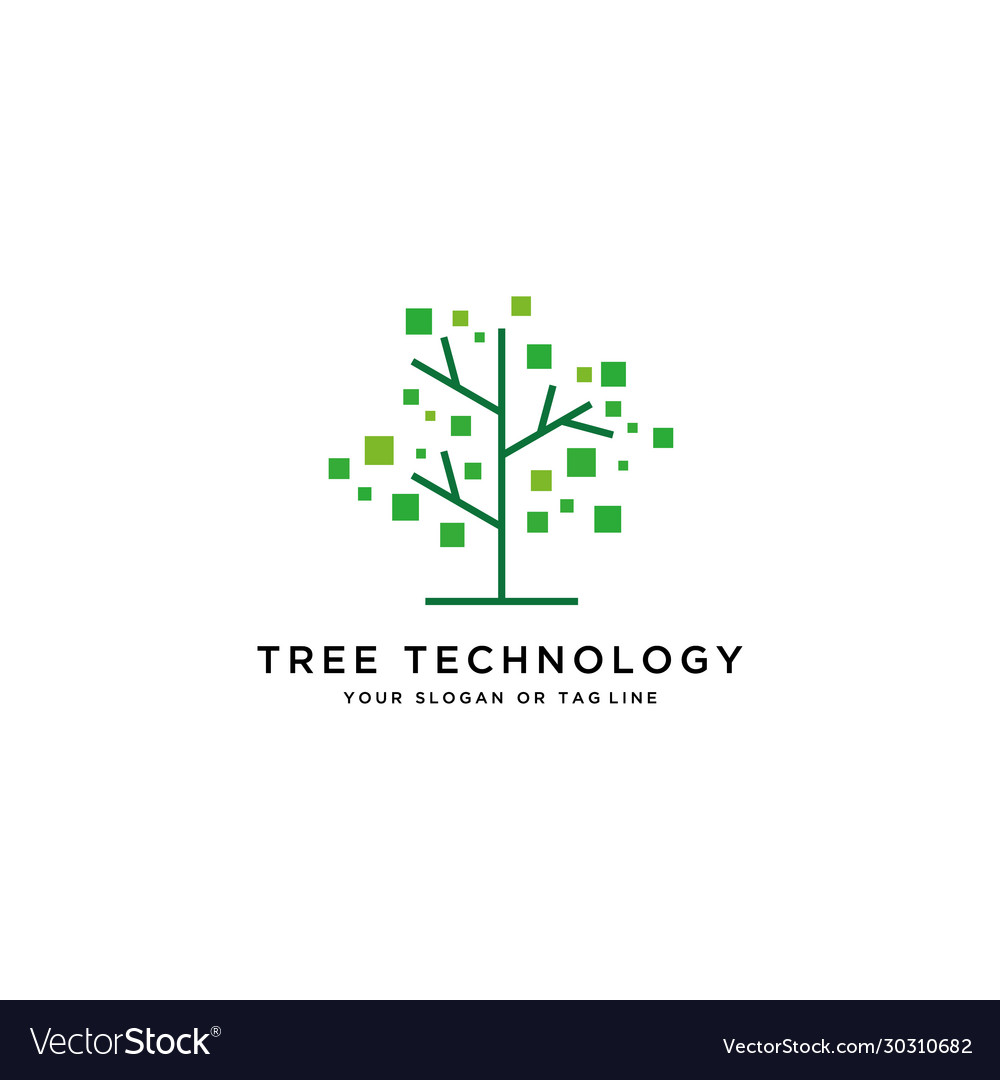 Tree technology logo design Royalty Free Vector Image