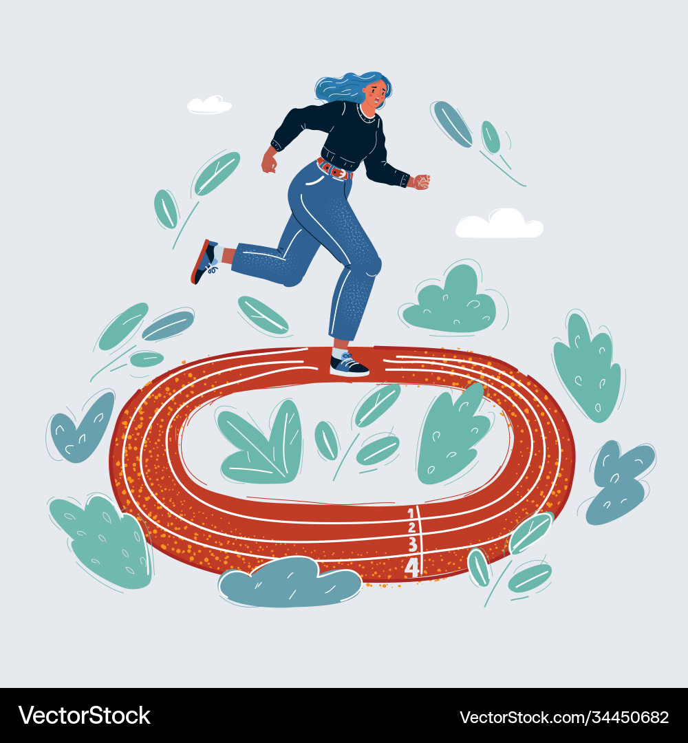 Woman running on wheel Royalty Free Vector Image