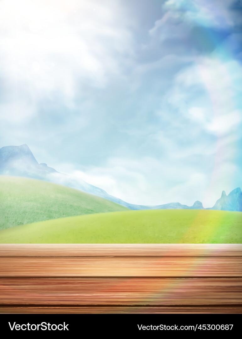 Beautiful nature field and mountain Royalty Free Vector