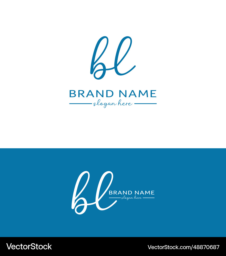 Bl letter handwriting signature logo Royalty Free Vector