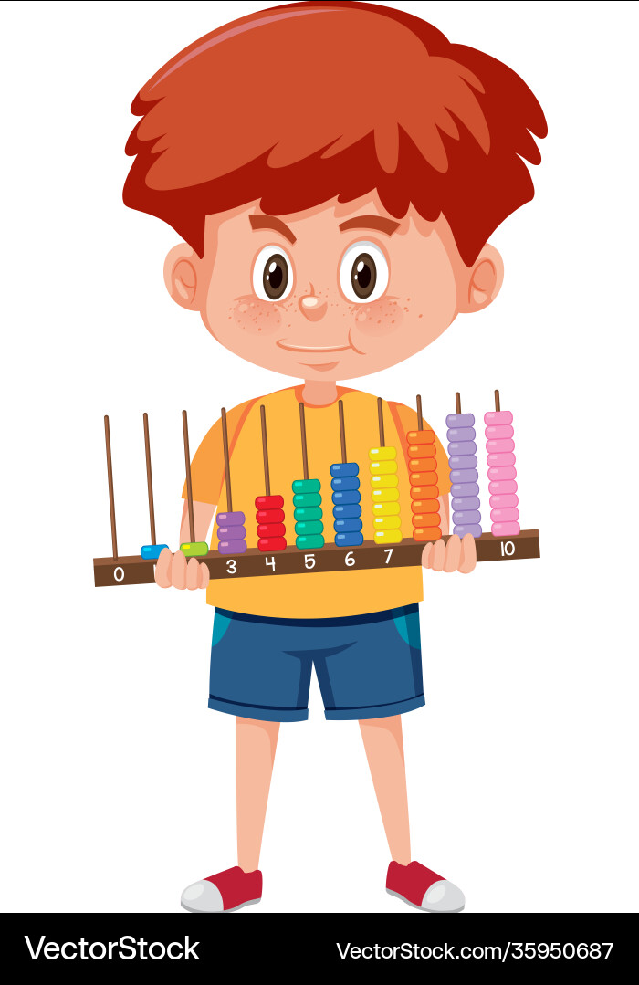 Boy holding abacus cartoon character isolated on Vector Image