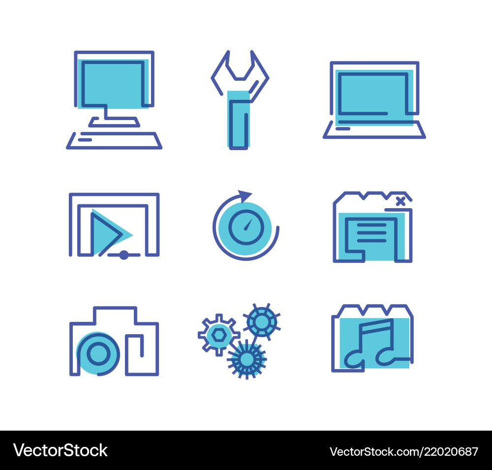 Cloud computing network set icons Royalty Free Vector Image