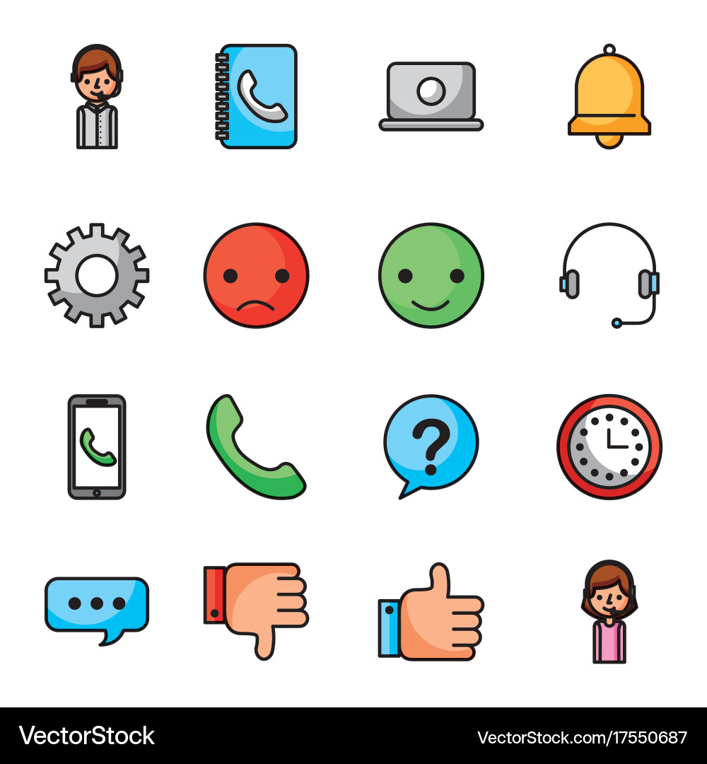 Collection icons customer service instrument Vector Image