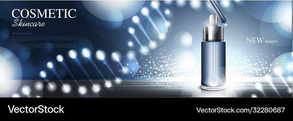 Cosmetic product poster bottle package design Vector Image