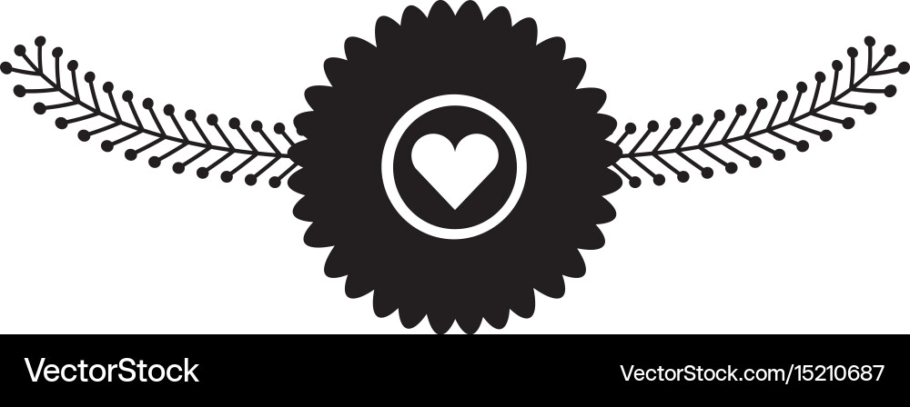 Cute flower with heart isolated icon Royalty Free Vector