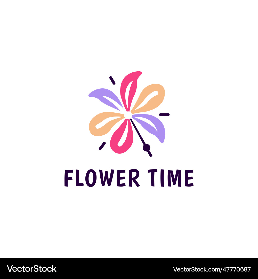 Flower time icon logo design template Royalty Free Vector