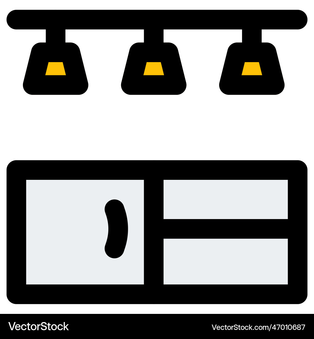 Kitchen table with cabinet and multiple drawers Vector Image