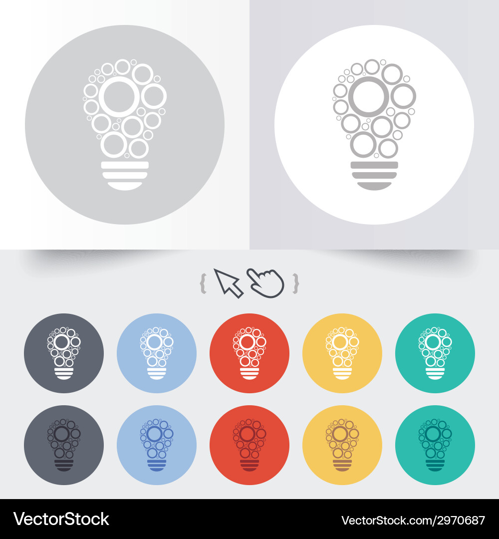 Light lamp sign icon bulb with circles symbol Vector Image