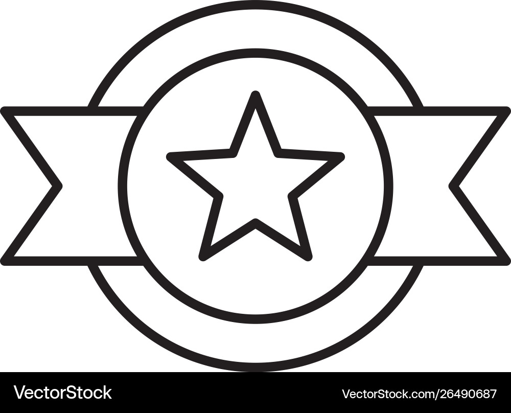 Line award badge icon with star Royalty Free Vector Image