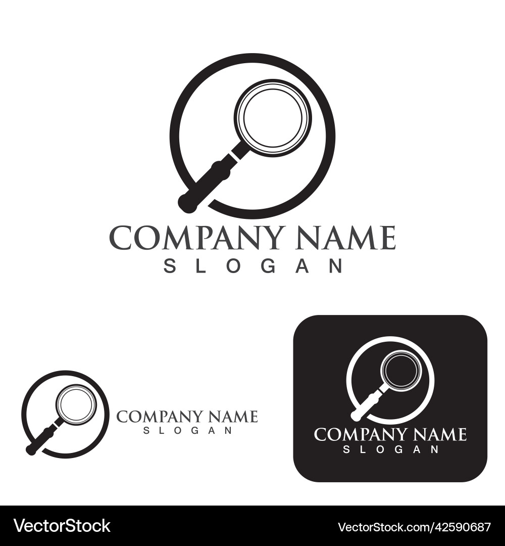 Magnifying glass logo and symbol Royalty Free Vector Image