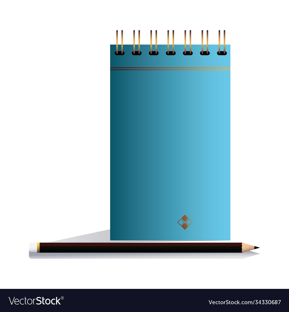 Notebook blue with pencil in image corporation Vector Image