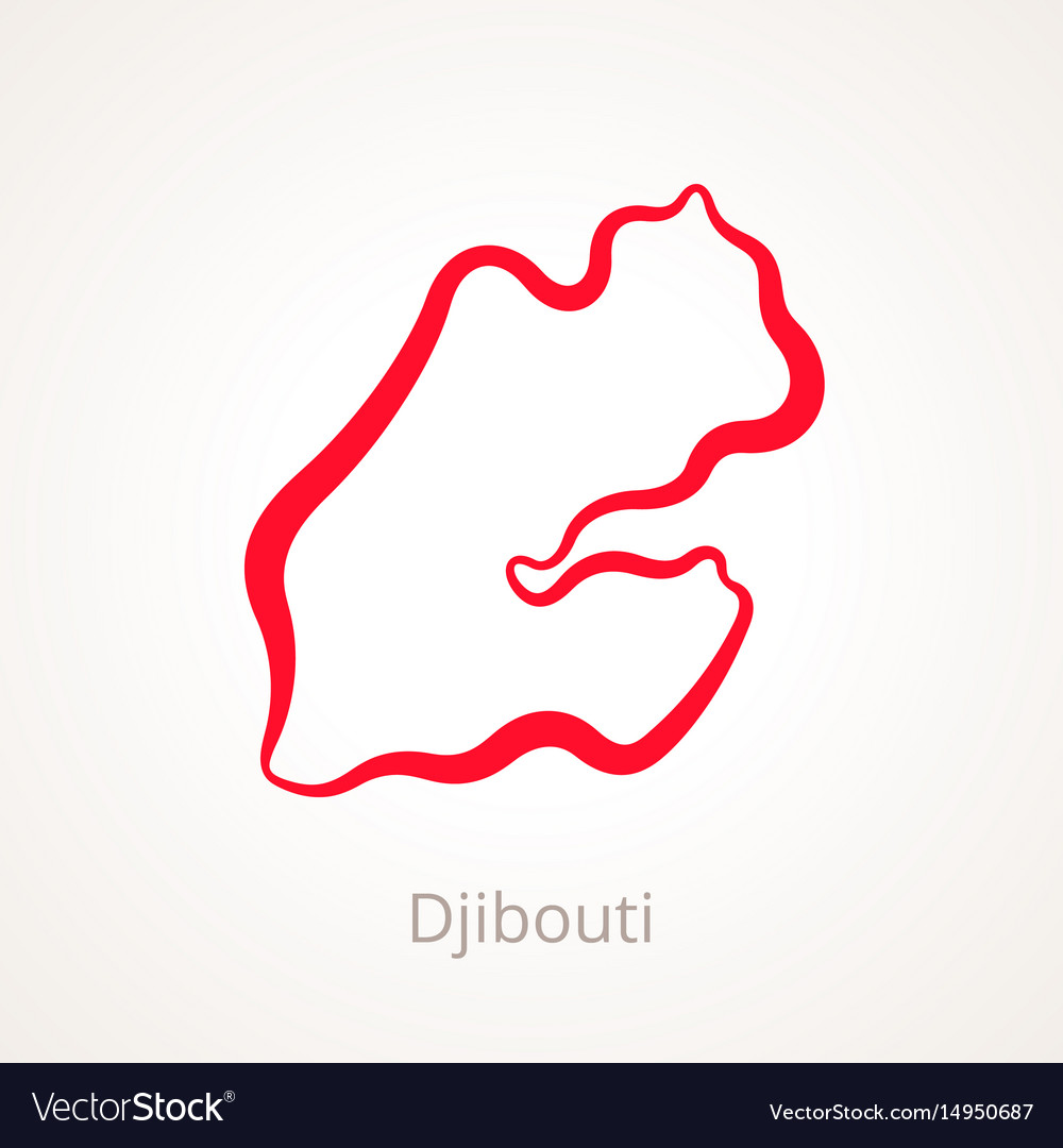 Outline map djibouti marked with red line Vector Image