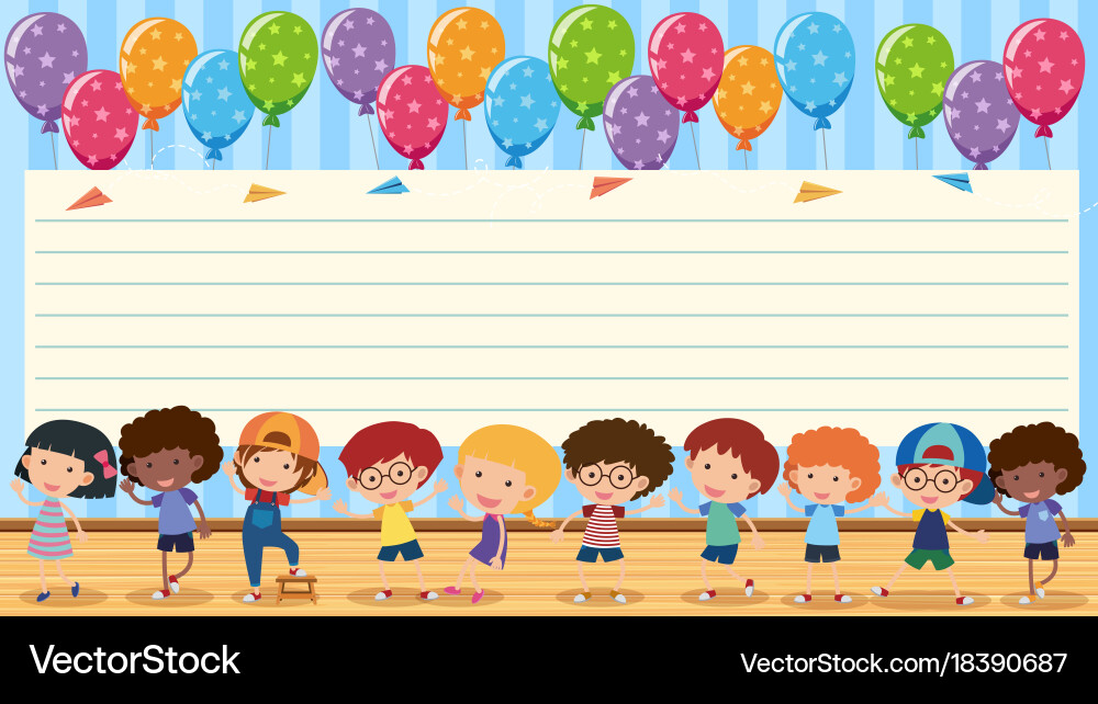 Paper template with happy kids Royalty Free Vector Image