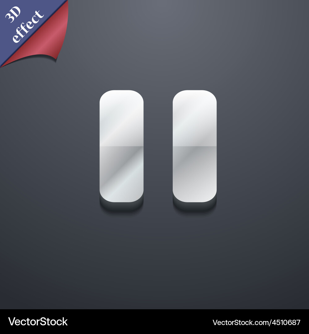 Pause icon symbol 3d style trendy modern design Vector Image