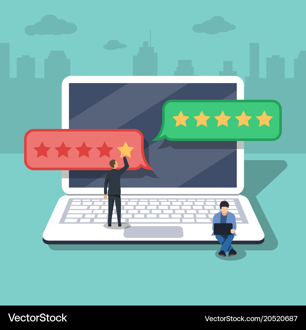 Rating on screen laptop concept Royalty Free Vector Image