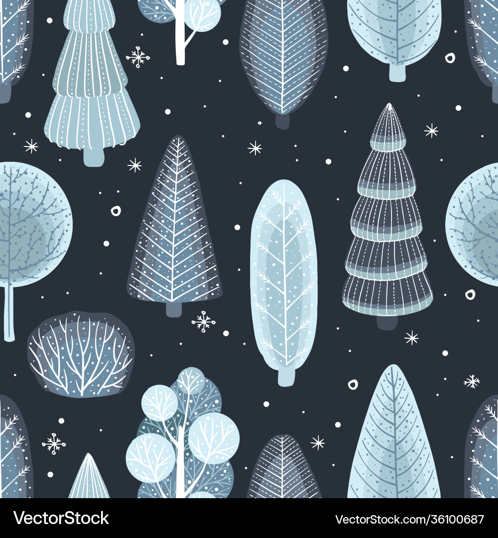 Seamless pattern with trees Royalty Free Vector Image