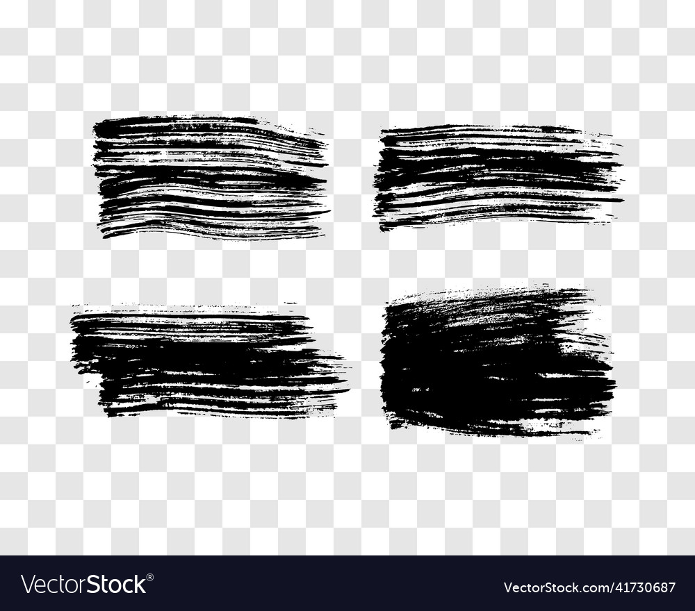 Set of black hand drawn brush strokes Royalty Free Vector