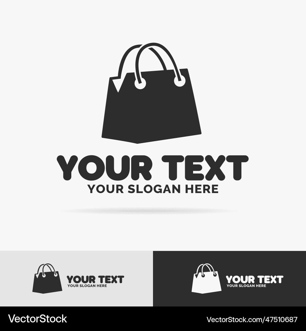 Shopping bag logo set isolated on background for Vector Image