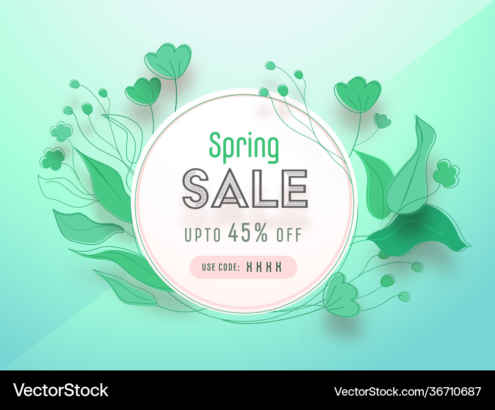 Spring sale poster design with 45 discount offer Vector Image