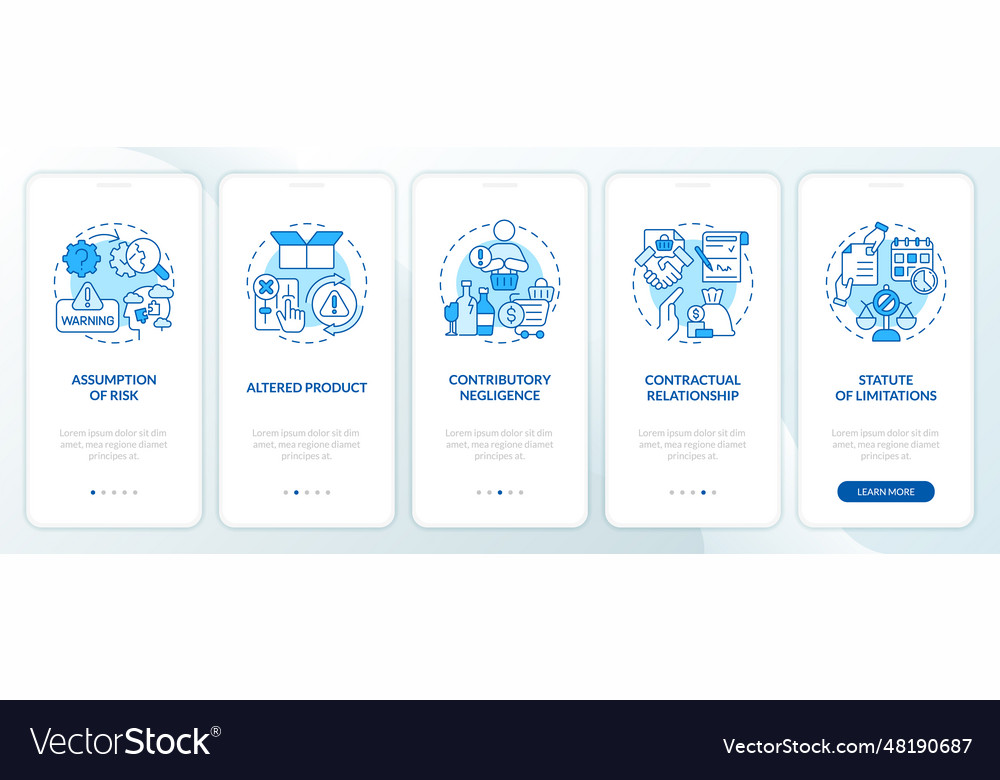 Walkthrough product liability with line icons Vector Image