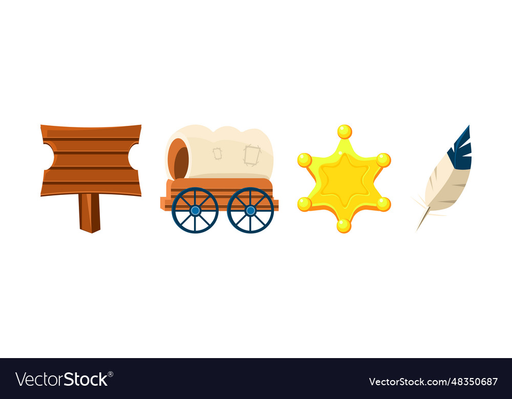 Wild west object and different elements set Vector Image