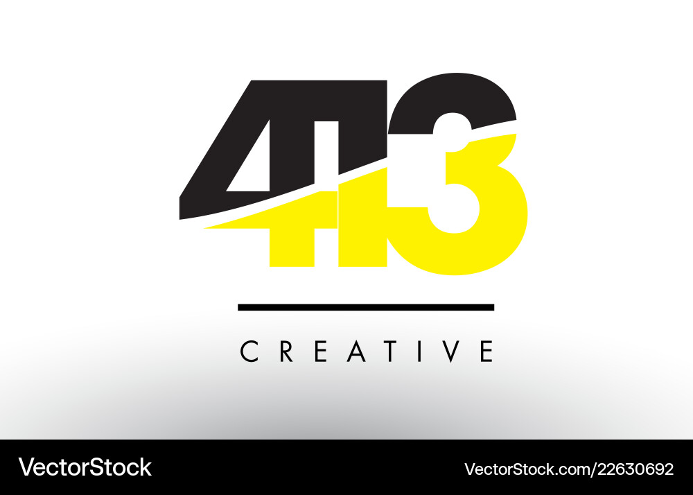 413 black and yellow number logo design Royalty Free Vector