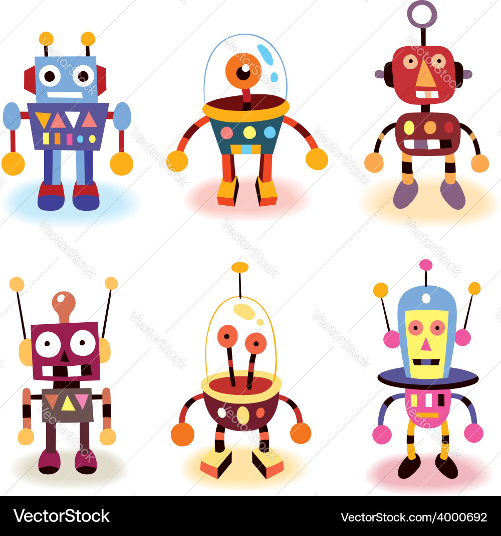 Cartoon robots set Royalty Free Vector Image - VectorStock