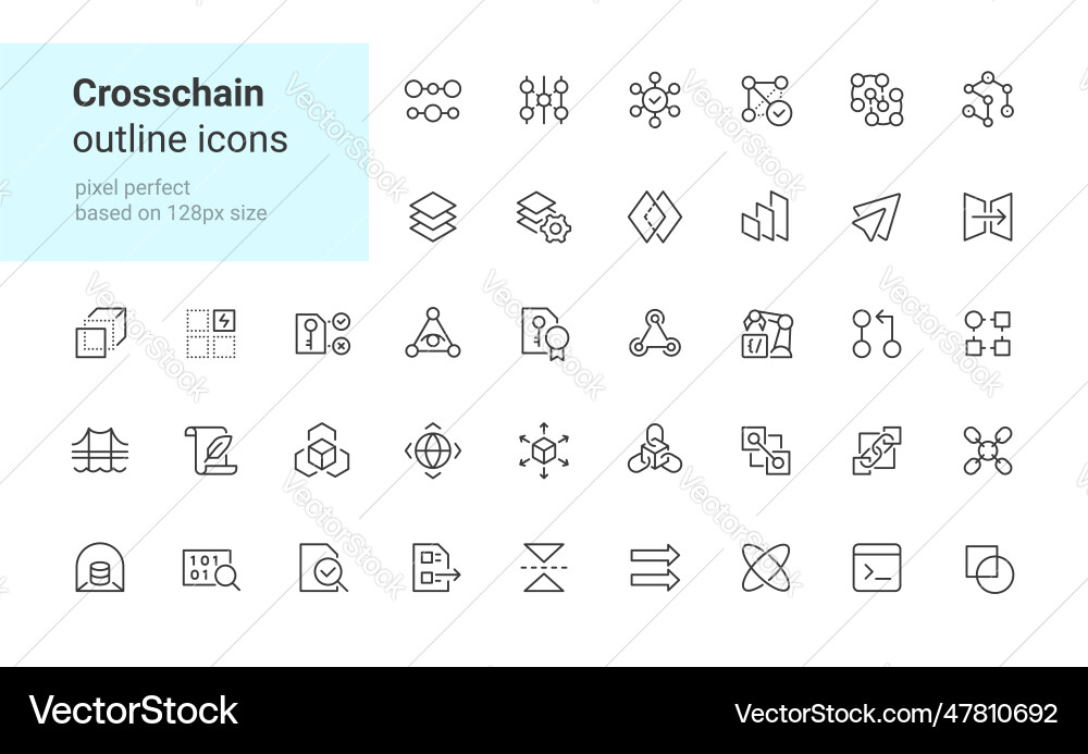 Crosschain outline icons Royalty Free Vector Image