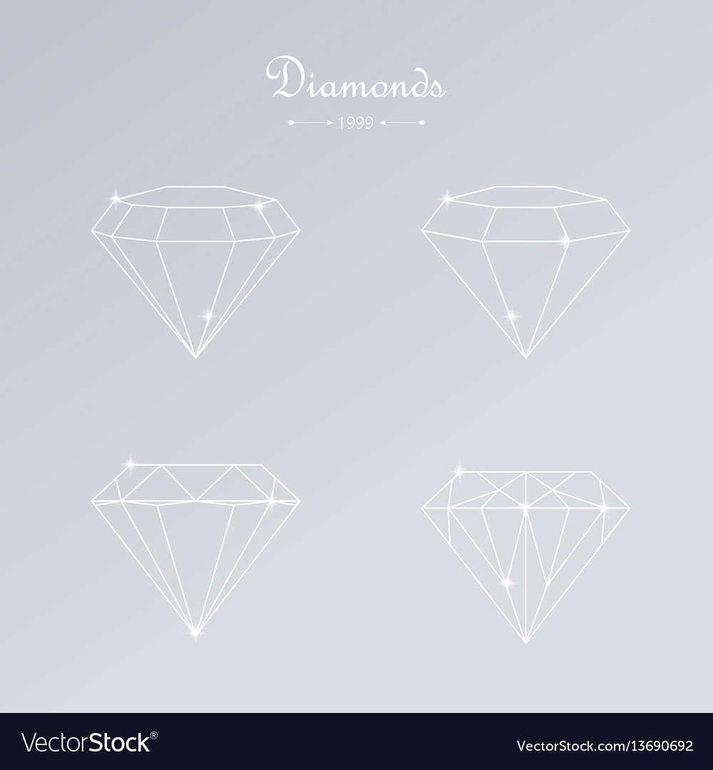 Diamond thin line elements Royalty Free Vector Image