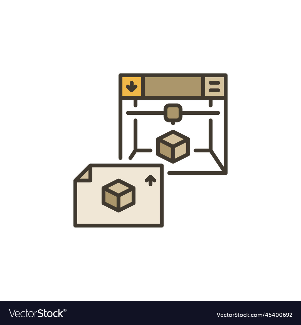 Document with 3d printer printing concept colored Vector Image