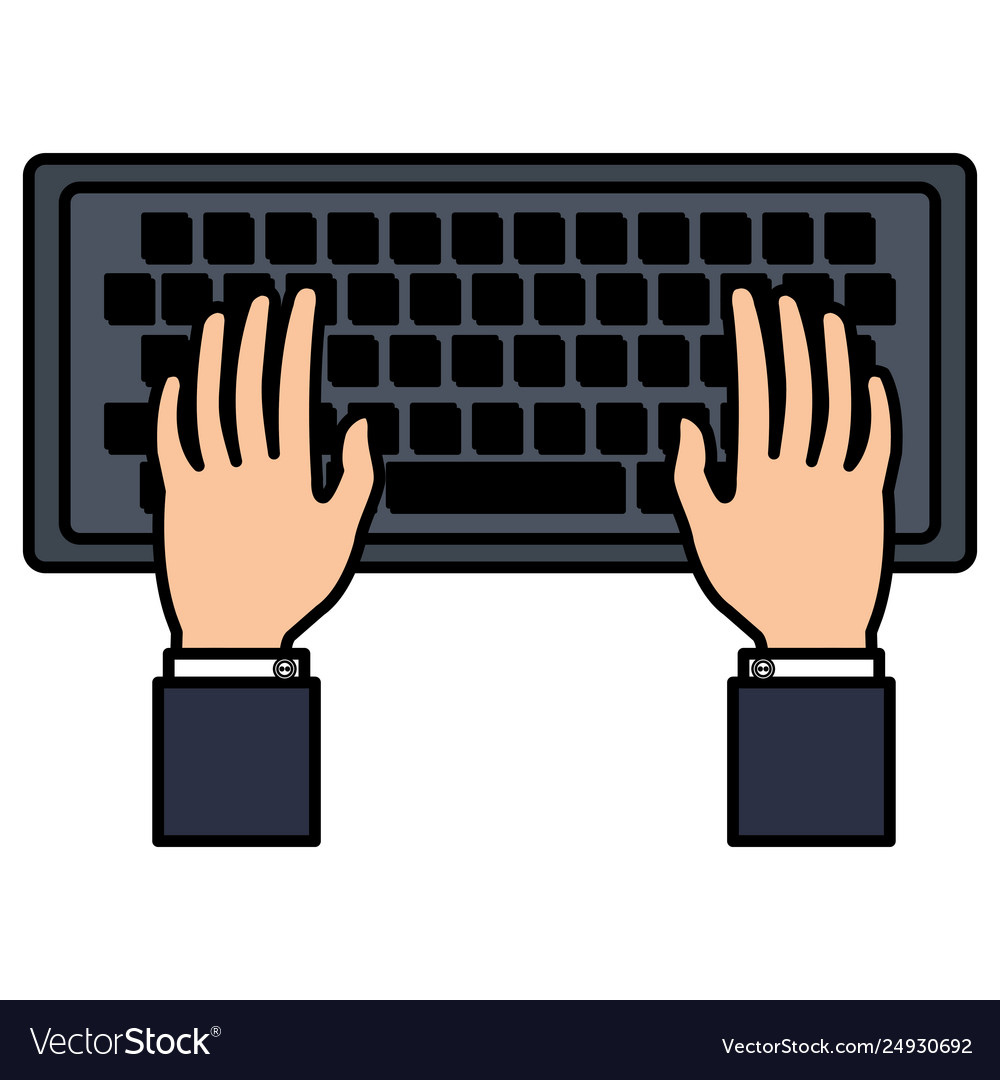 Hands using computer keyboard Royalty Free Vector Image
