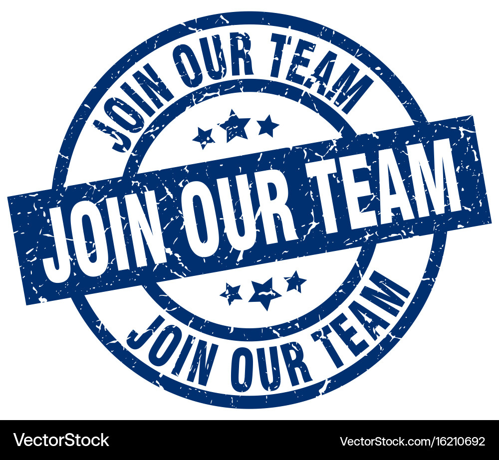 Join our team blue round grunge stamp Royalty Free Vector