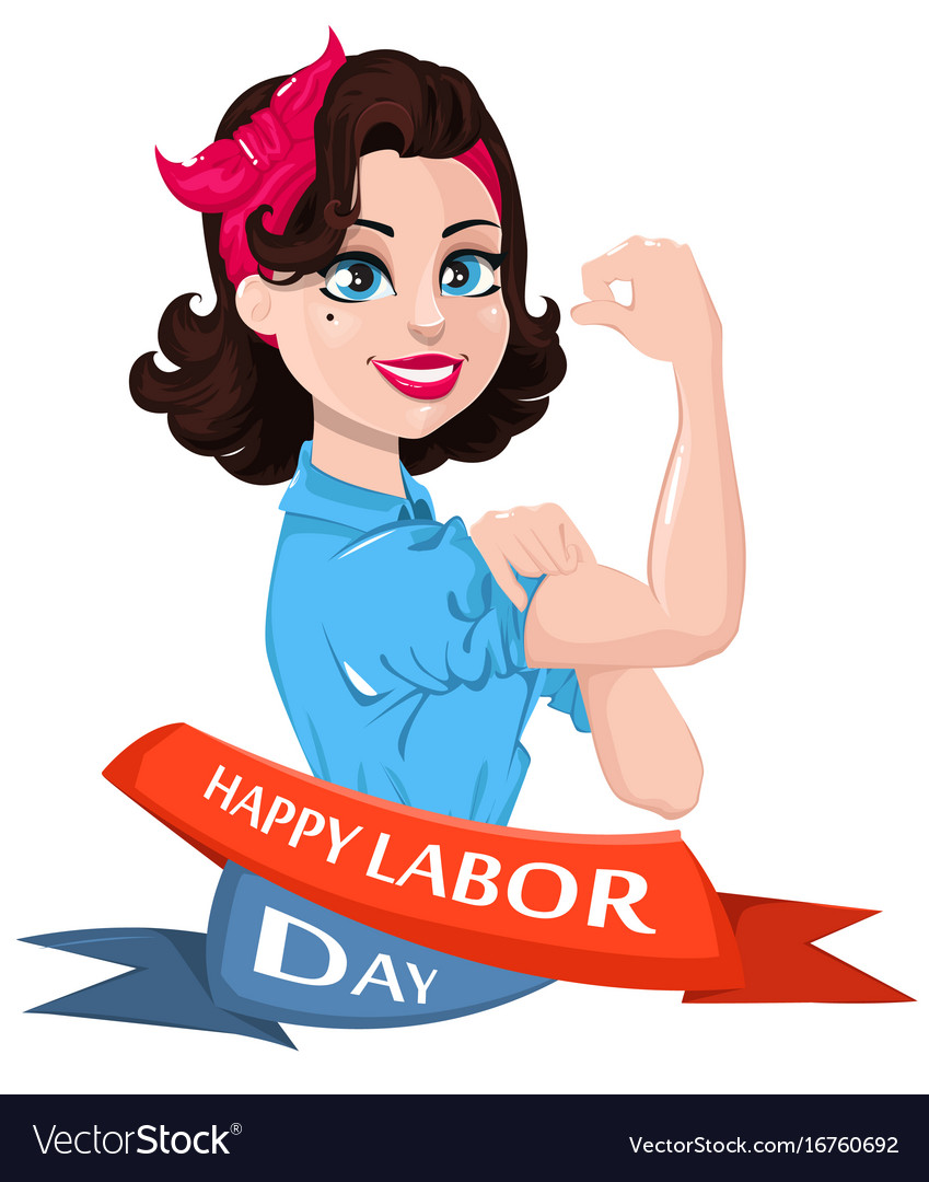 Labor Day Poster Pop Art Strong Woman Symbol Vector Image