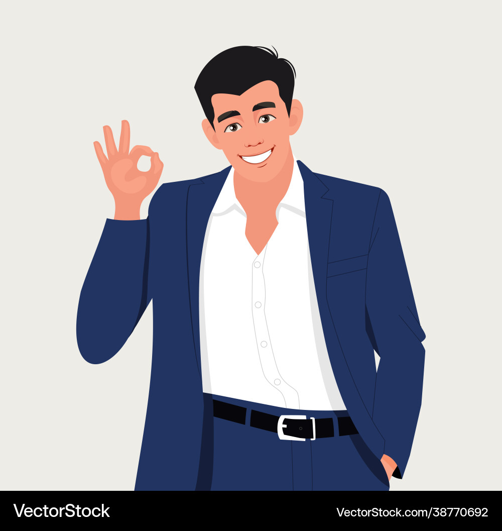 Man is showing a gesture okay ok Royalty Free Vector Image