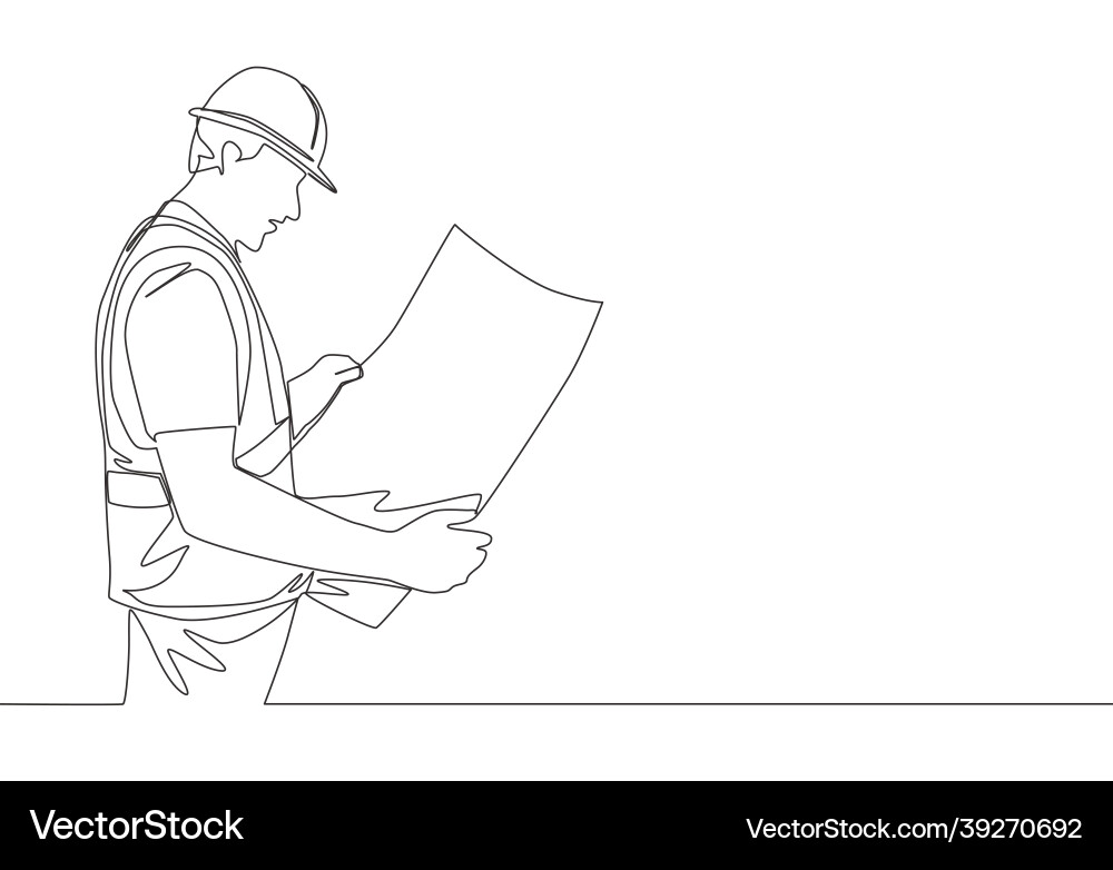 One single line drawing of young handsome Vector Image