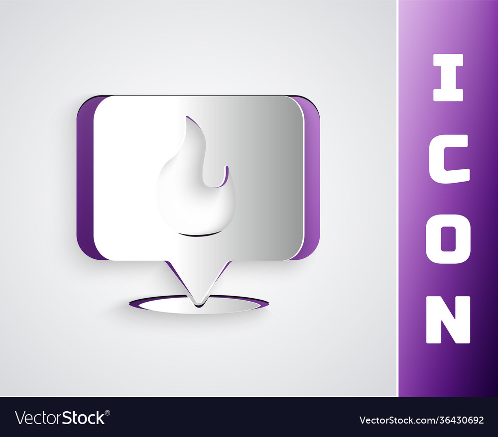 Paper cut map pointer with fire flame icon Vector Image
