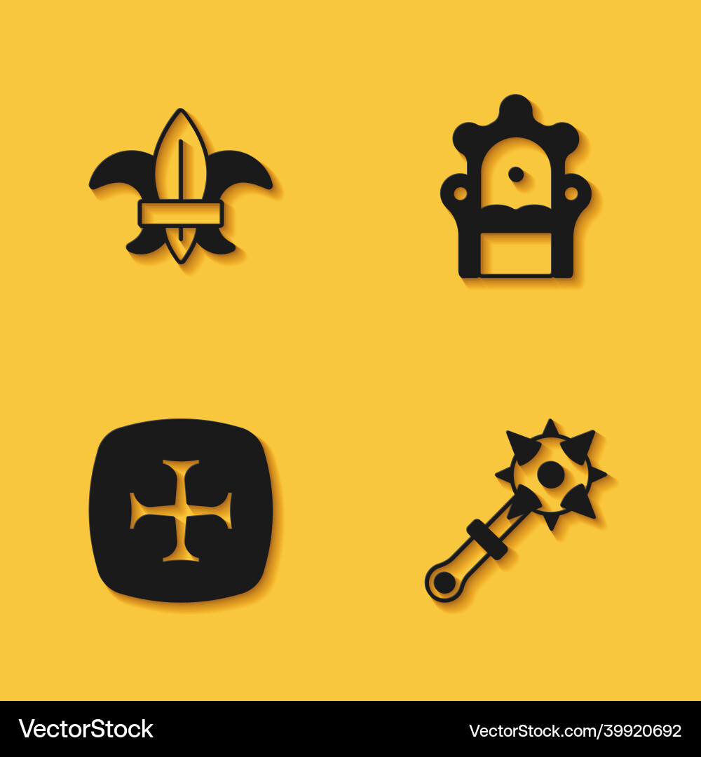 Set fleur de lys or lily flower mace with spikes Vector Image