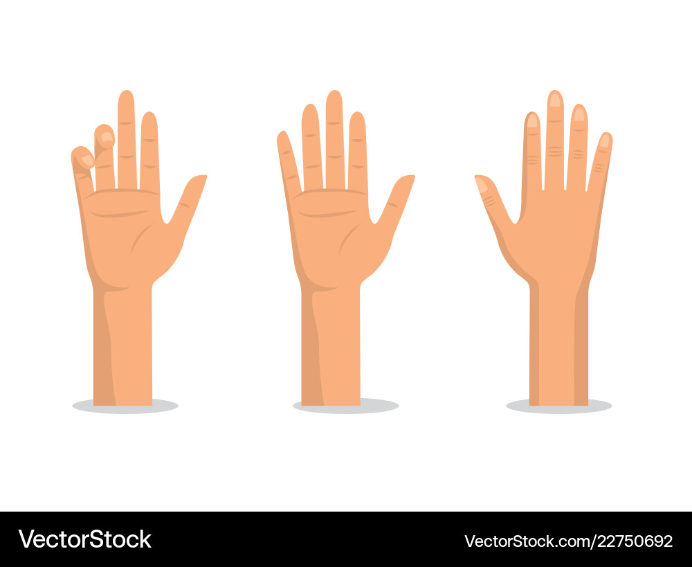 Set hands up with palms and fingers Royalty Free Vector