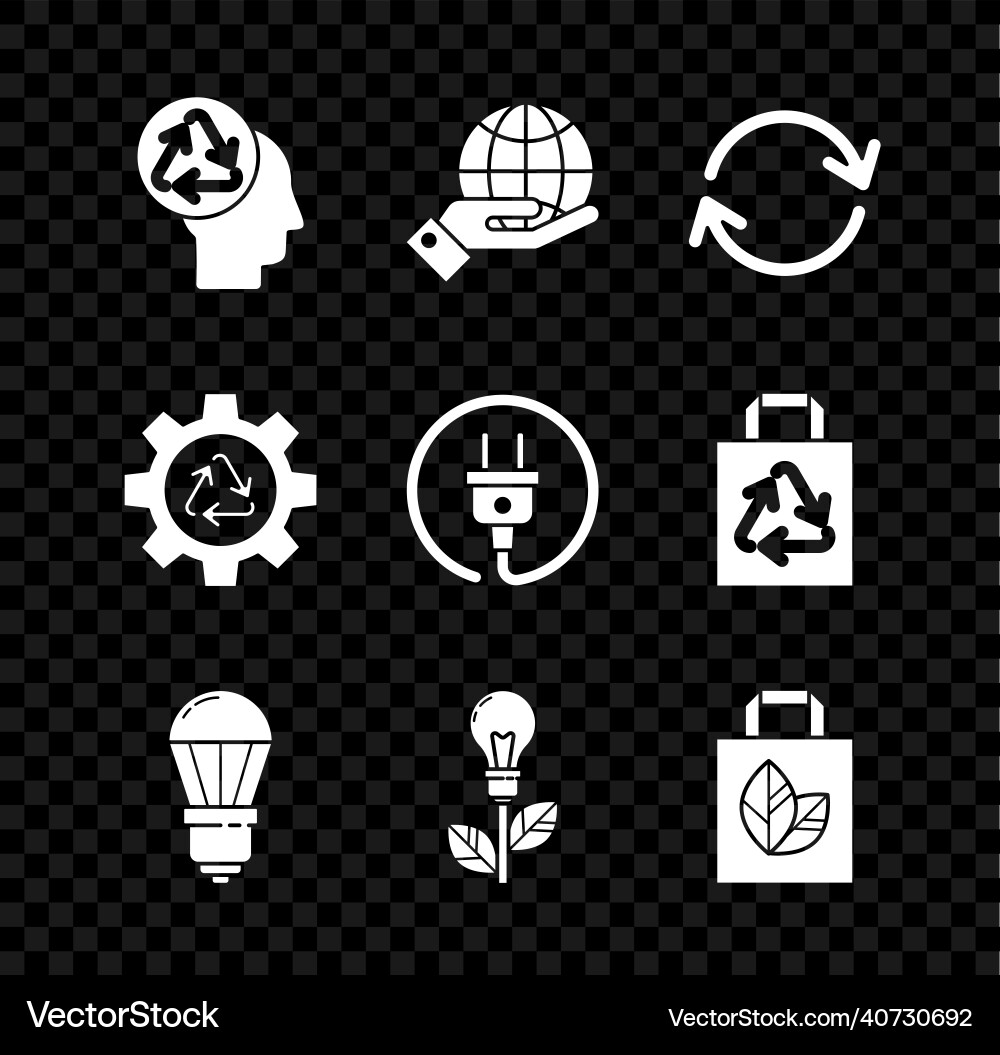Set human head with recycle hands holding earth Vector Image