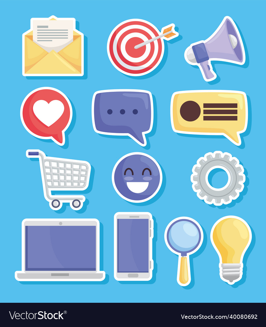 Strategy marketing objects Royalty Free Vector Image