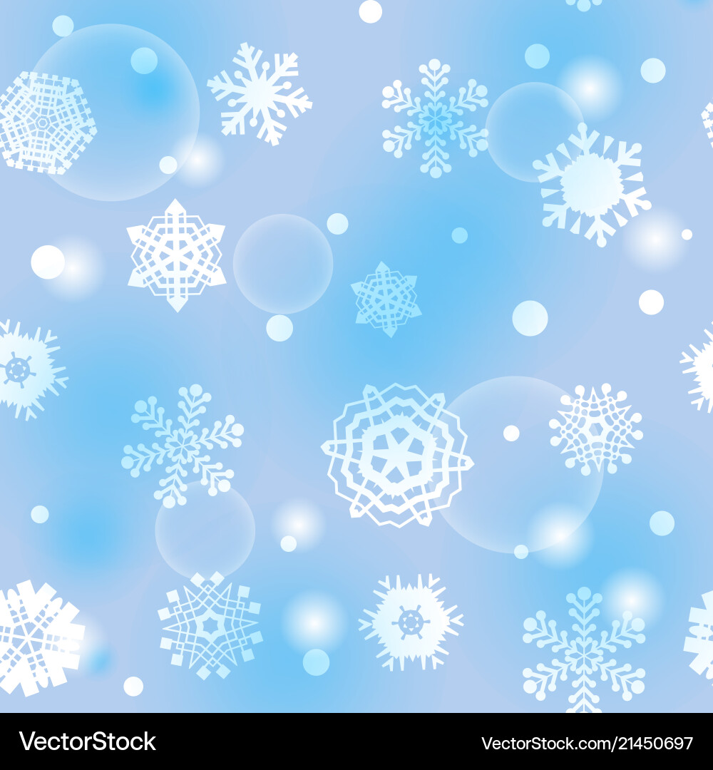 Bright blue seamless background with snowflakes Vector Image